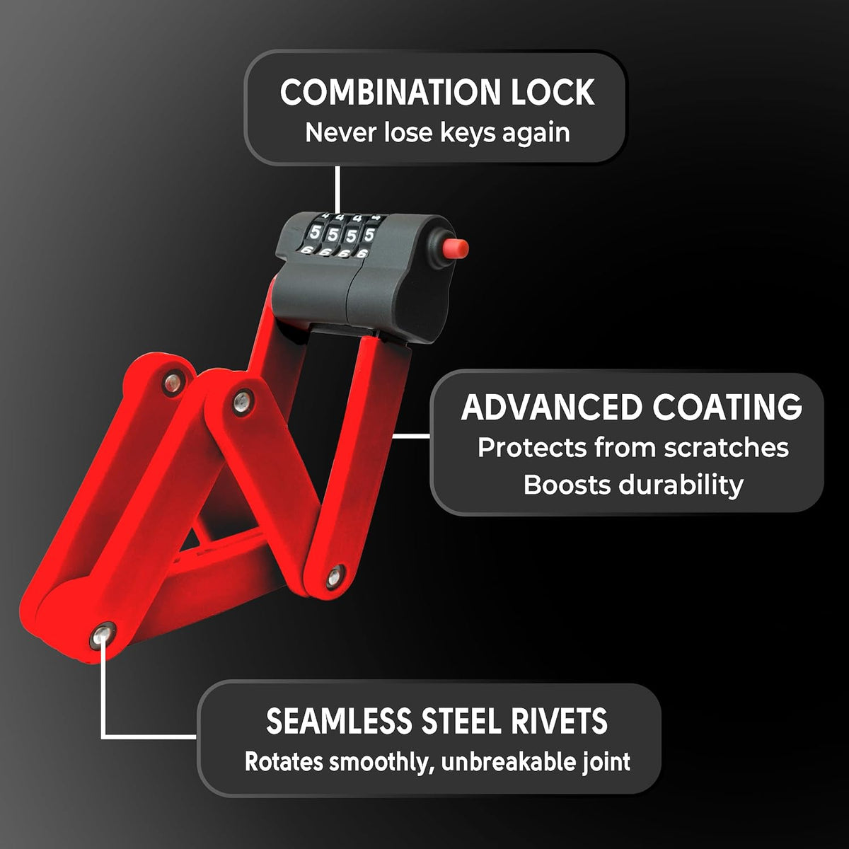Xnito Folding Lock – 4-Digit Heavy-Duty Combo Lock – UrbanCycling.com