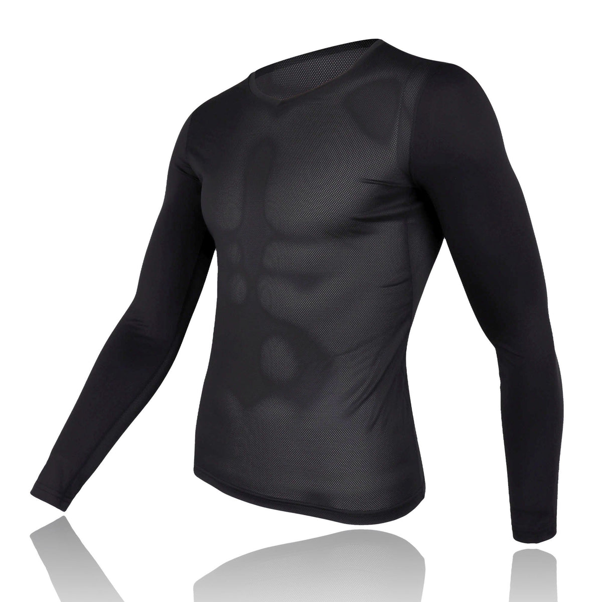 Men's Mesh Base Layer - Black Long Sleeve Cycling Undershirt ...