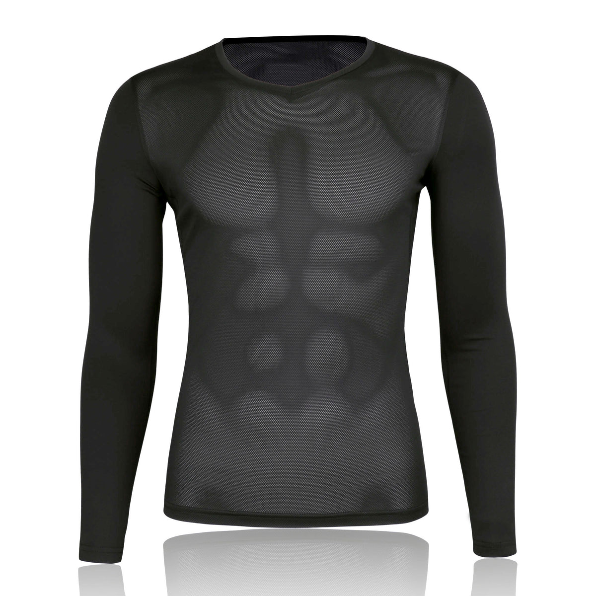 Men's Mesh Base Layer - Black Long Sleeve Cycling Undershirt ...