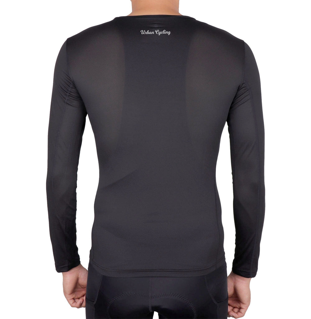 Men's Mesh Base Layer - Black Long Sleeve Cycling Undershirt - Urban ...