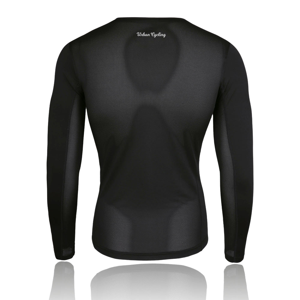 Men's Mesh Base Layer - Black Long Sleeve Cycling Undershirt - Urban ...